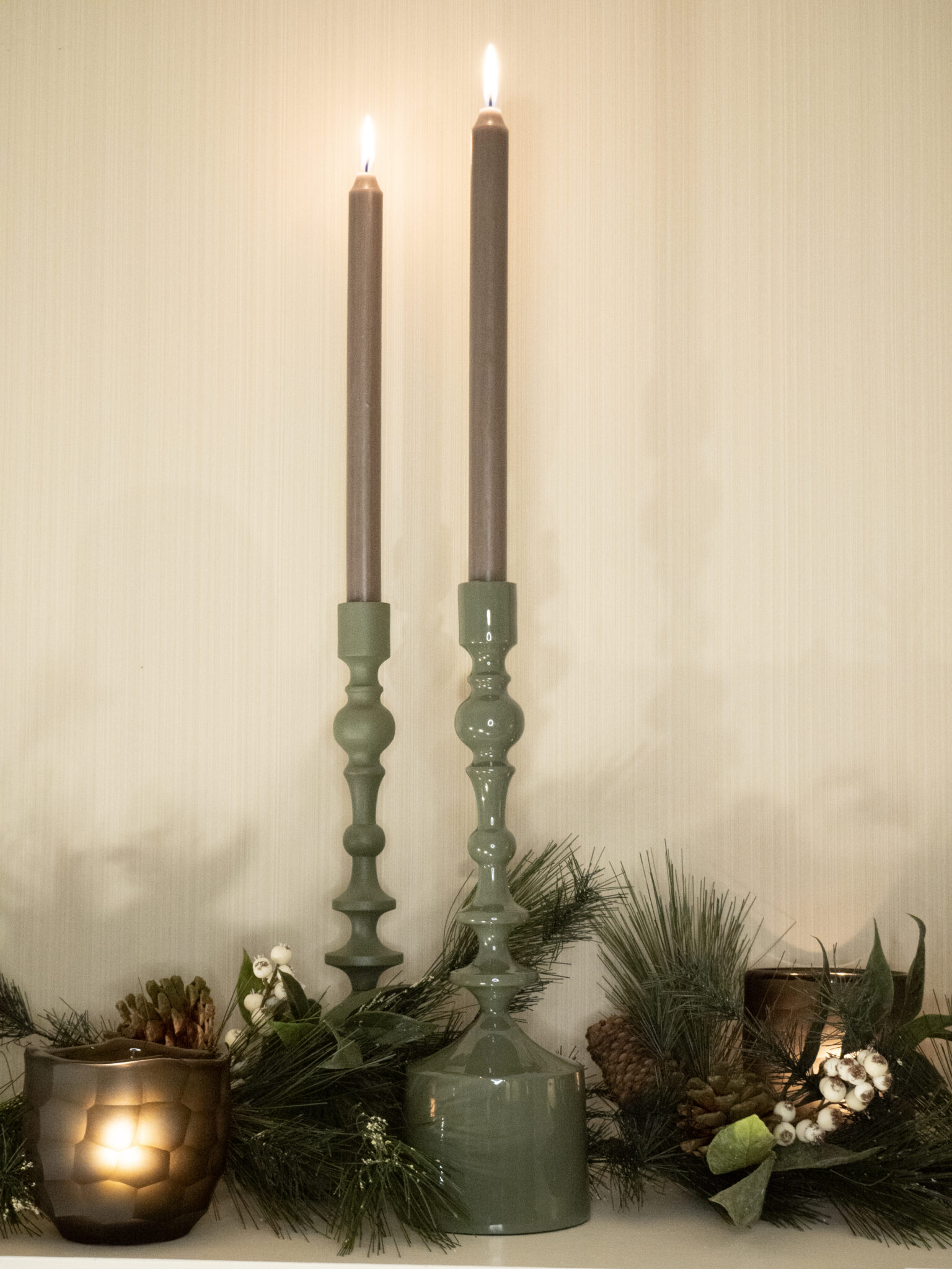 Fern Green Gloss Finish Candle Stick - Henley Home Interiors